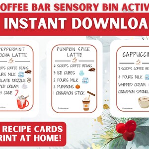 Coffee Recipe Cards, Winter Sensory Bin, Hot Chocolate, Winter, Coffee ...