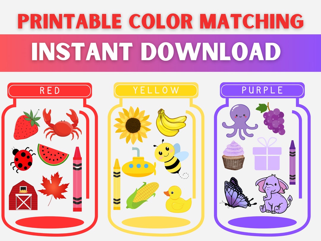 Color Matching Game, Busy Book Printable, Educational Activity ...