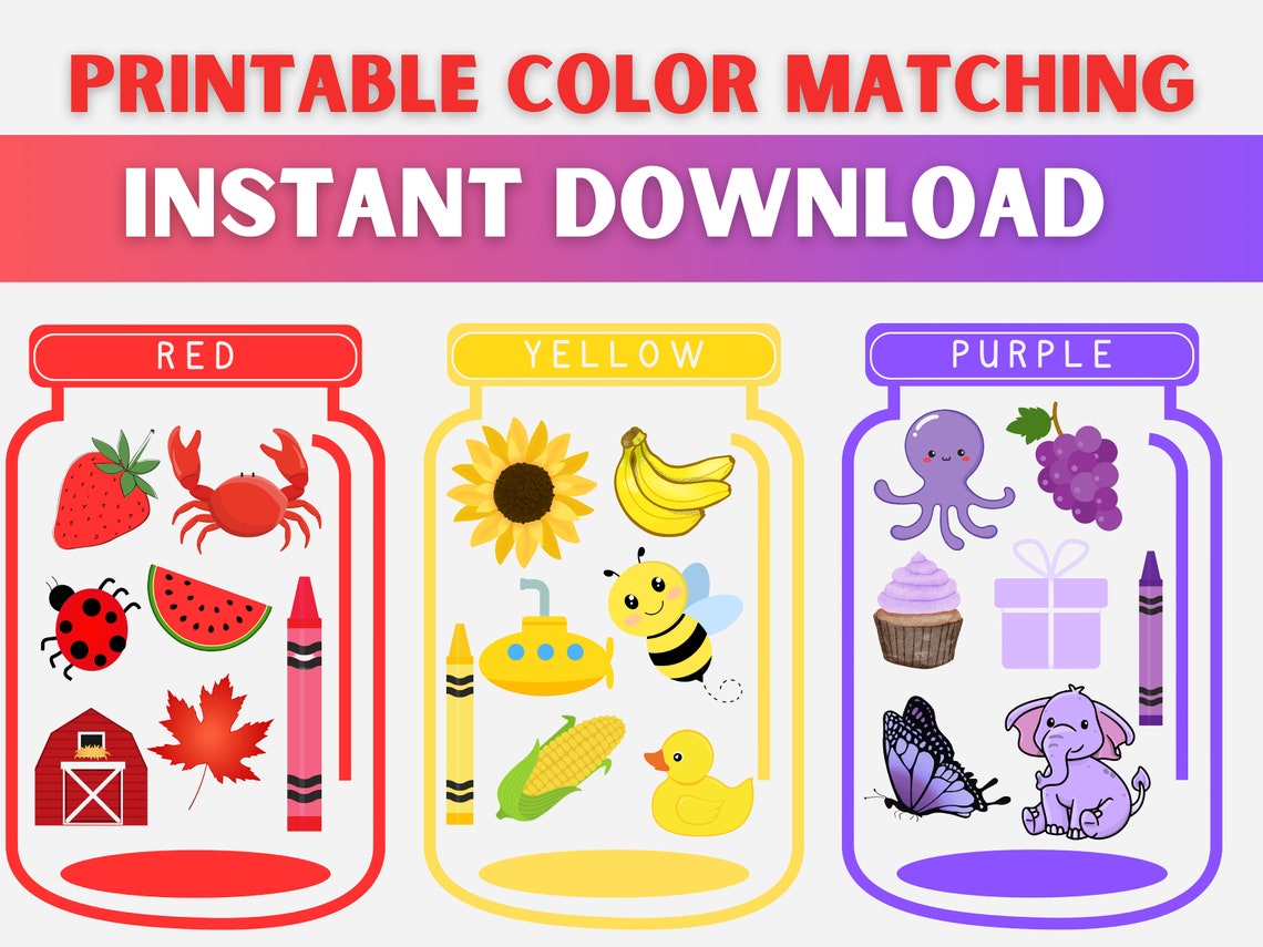 Color Matching Game, Busy Book Printable, Educational Activity ...