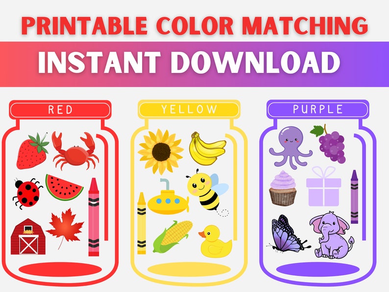 Color Matching Game, Busy Book Printable, Educational Activity ...