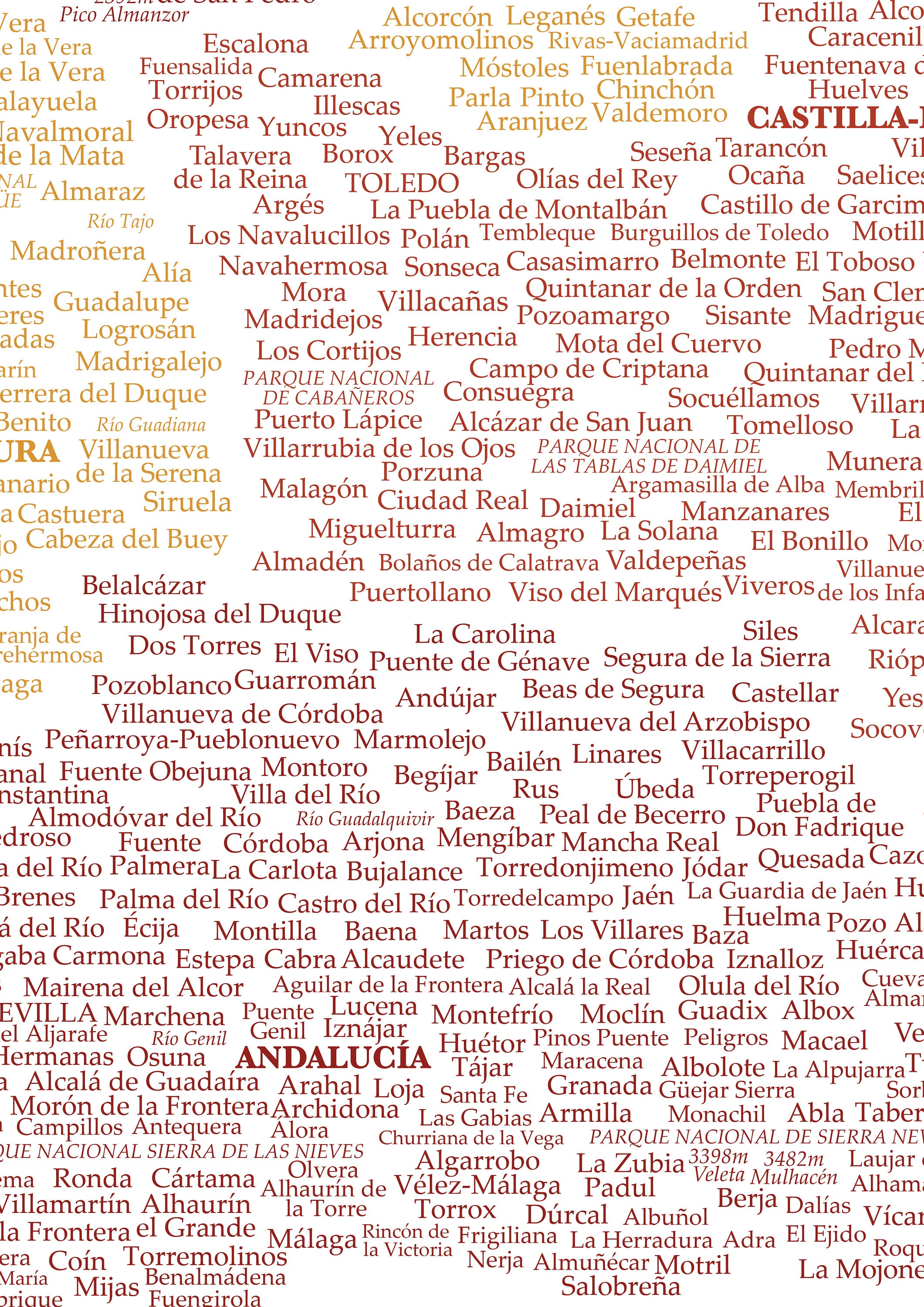 Color Map of Spain Type Map, Spain Map Print, Spain Poster Minimalist ...