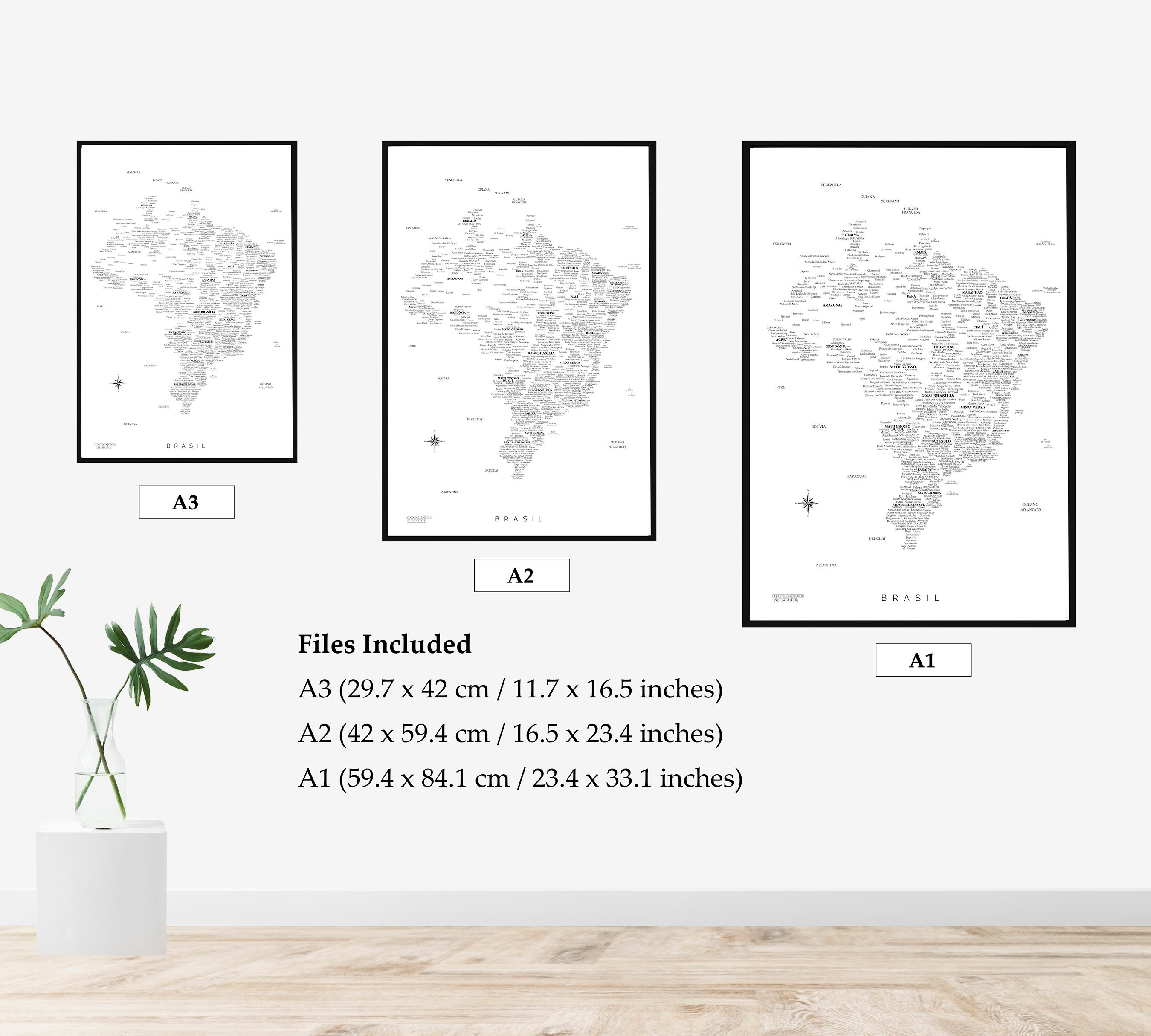 Brazil Map, Brasil Map Poster Print, Brazil Typography Word, Brasil ...