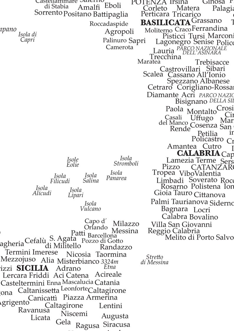 Italy Map Poster – Minimalist Italian Wall Art – Black and White Map ...