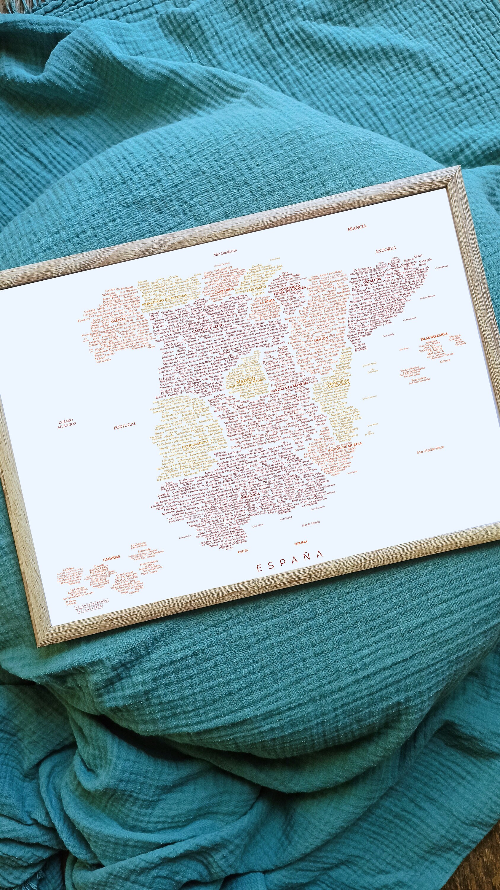 Color Map of Spain Type Map, Spain Map Print, Spain Poster Minimalist ...