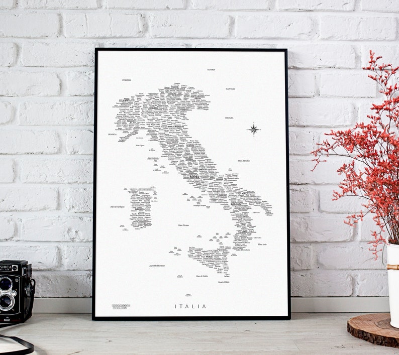 Italy Map Print, Italy Wall Art, Italy Map Poster Print, Countries Map ...