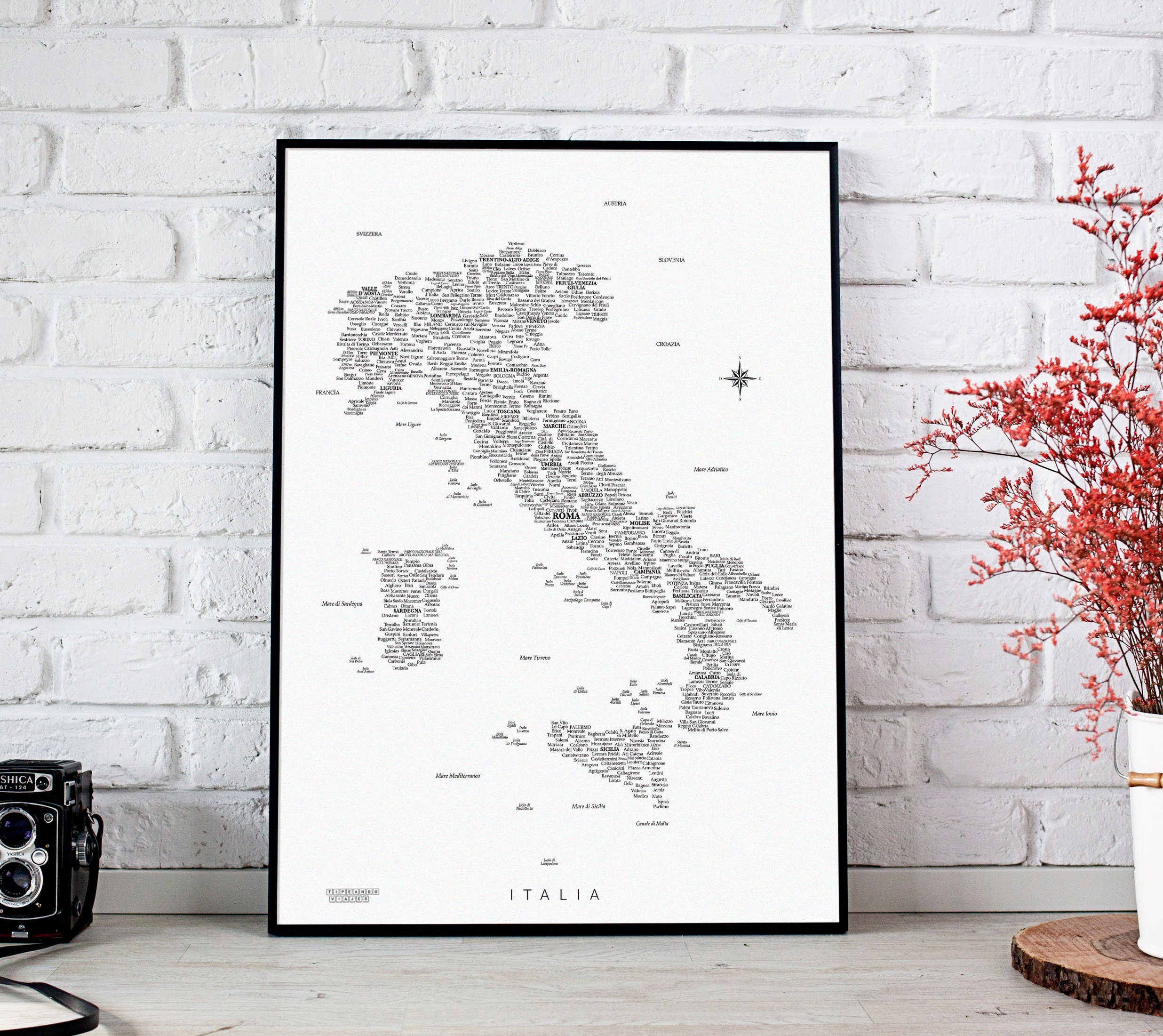 Italy Map Print, Italy Wall Art, Italy Map Poster Print, Countries Map ...