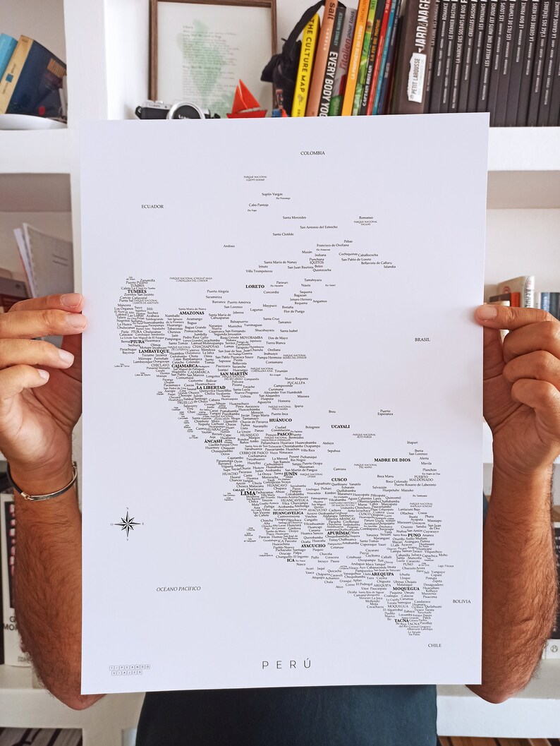 Peru Map Poster – Minimalist Wall Art – Cusco Lima Map Print – Black & White Peru Travel Decor ...