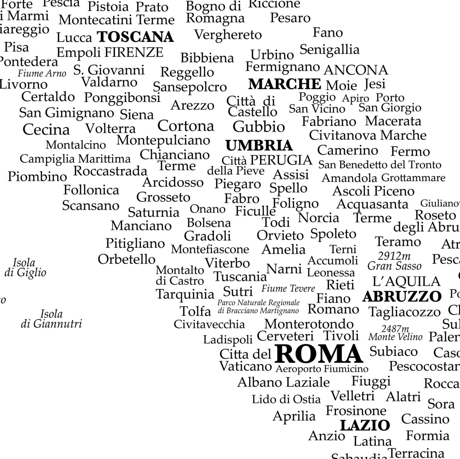 Italy Type Map Print, Italy Map Wall Print, Italy Wall Poster Print ...