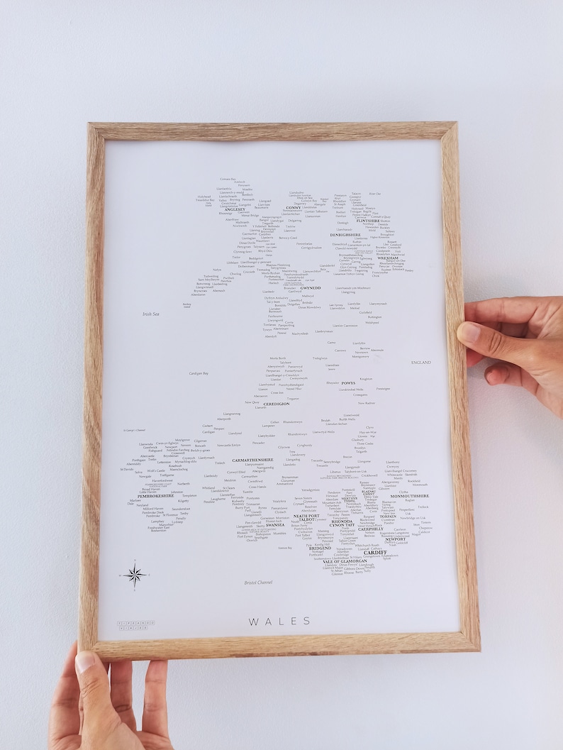 Wales Map Print, Wales UK Map Art Poster, Travel Poster, Wales Map Art ...