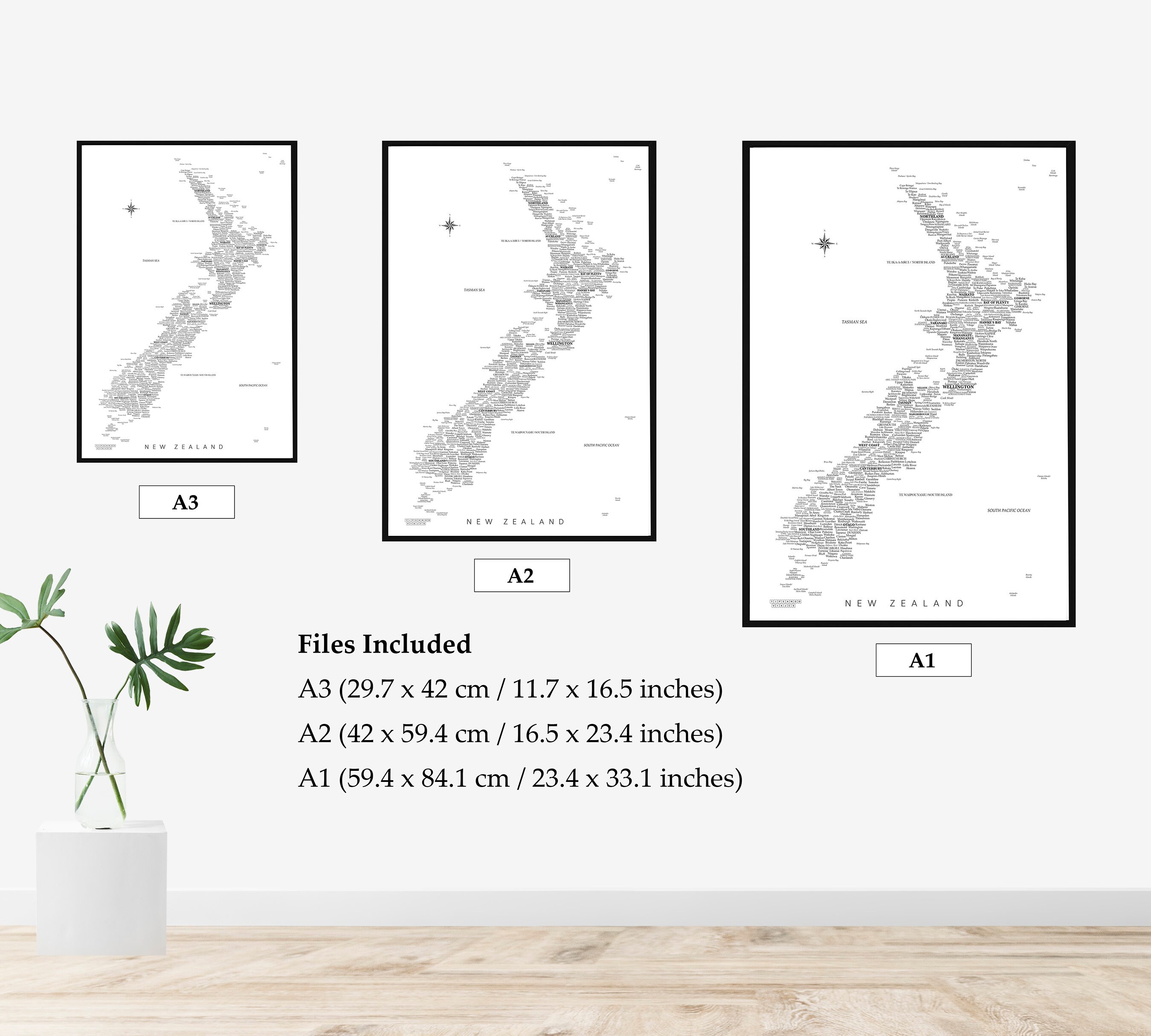 New Zealand Map Poster Print, New Zealand Gifts, Cities of New Zealand ...