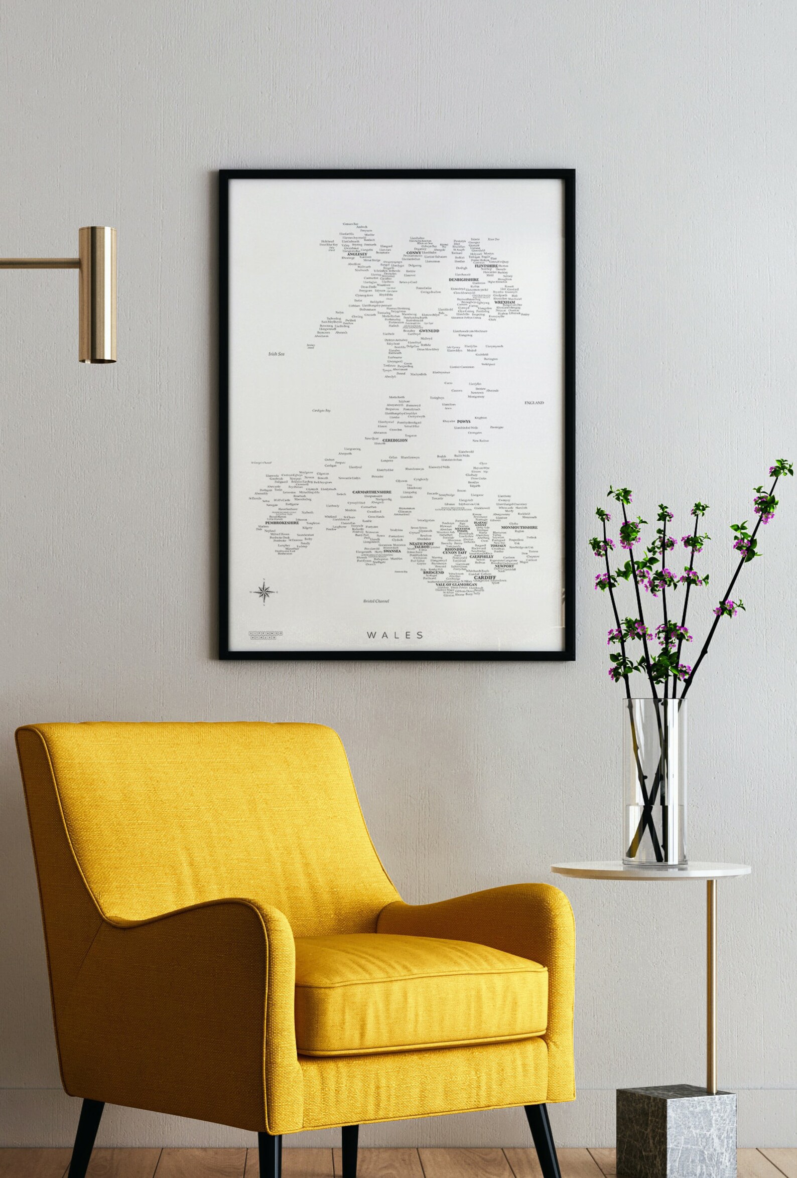 Wales Map Print, Wales UK Map Art Poster, Travel Poster, Wales Map Art ...
