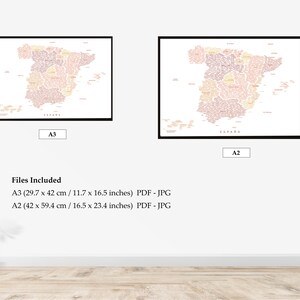 Color Map of Spain Type Map, Spain Map Print, Spain Poster Minimalist ...