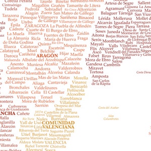 Color Map of Spain Type Map, Spain Map Print, Spain Poster Minimalist ...