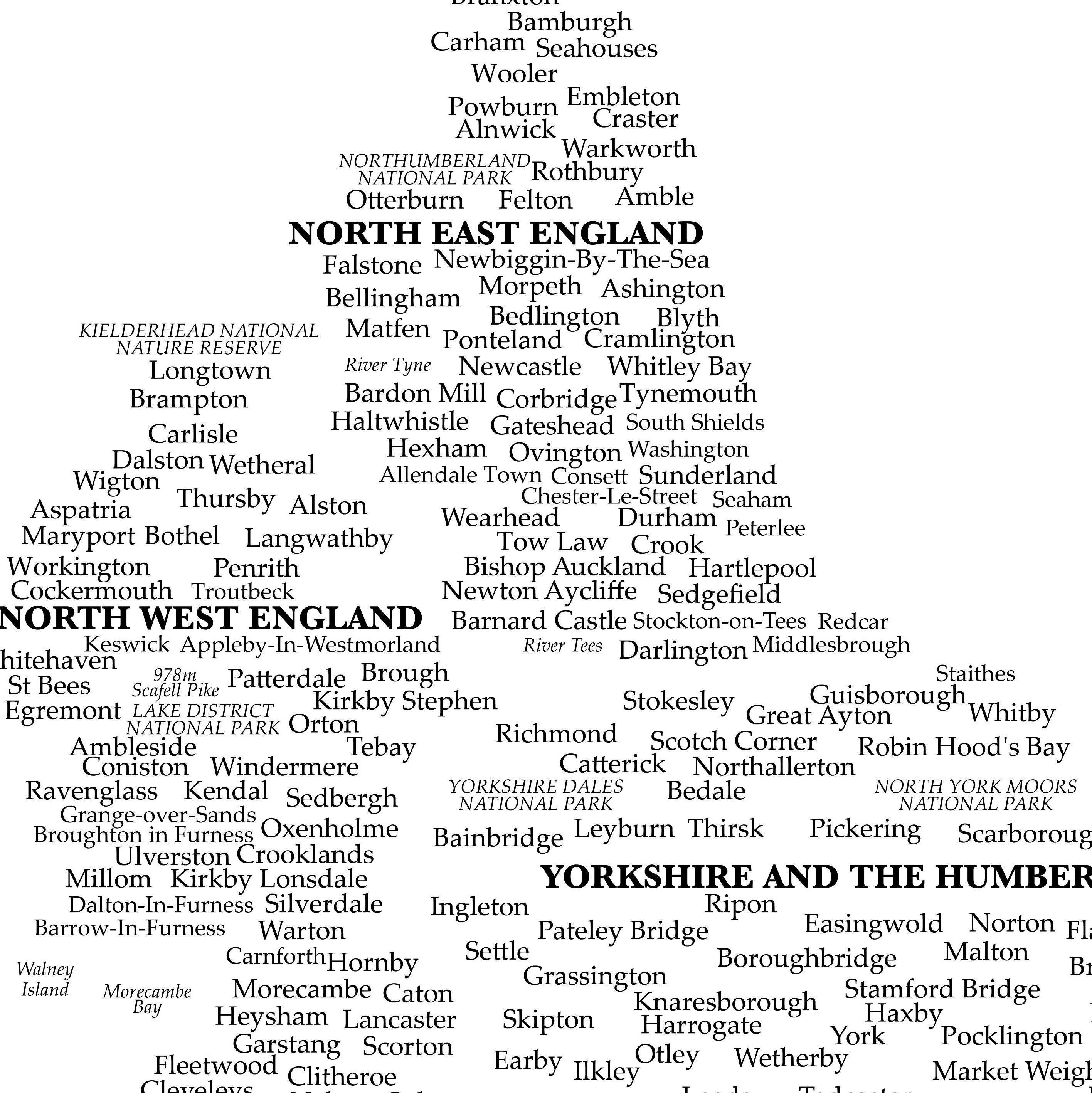 England Map Typographic-england Map Poster-minimalist Map-travel Gift ...