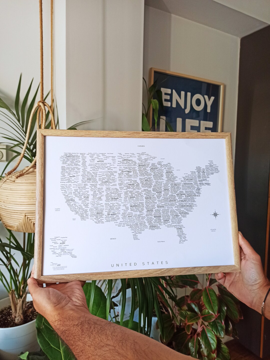United States Map Poster – Minimalist USA Wall Art Print – Travel Decor ...