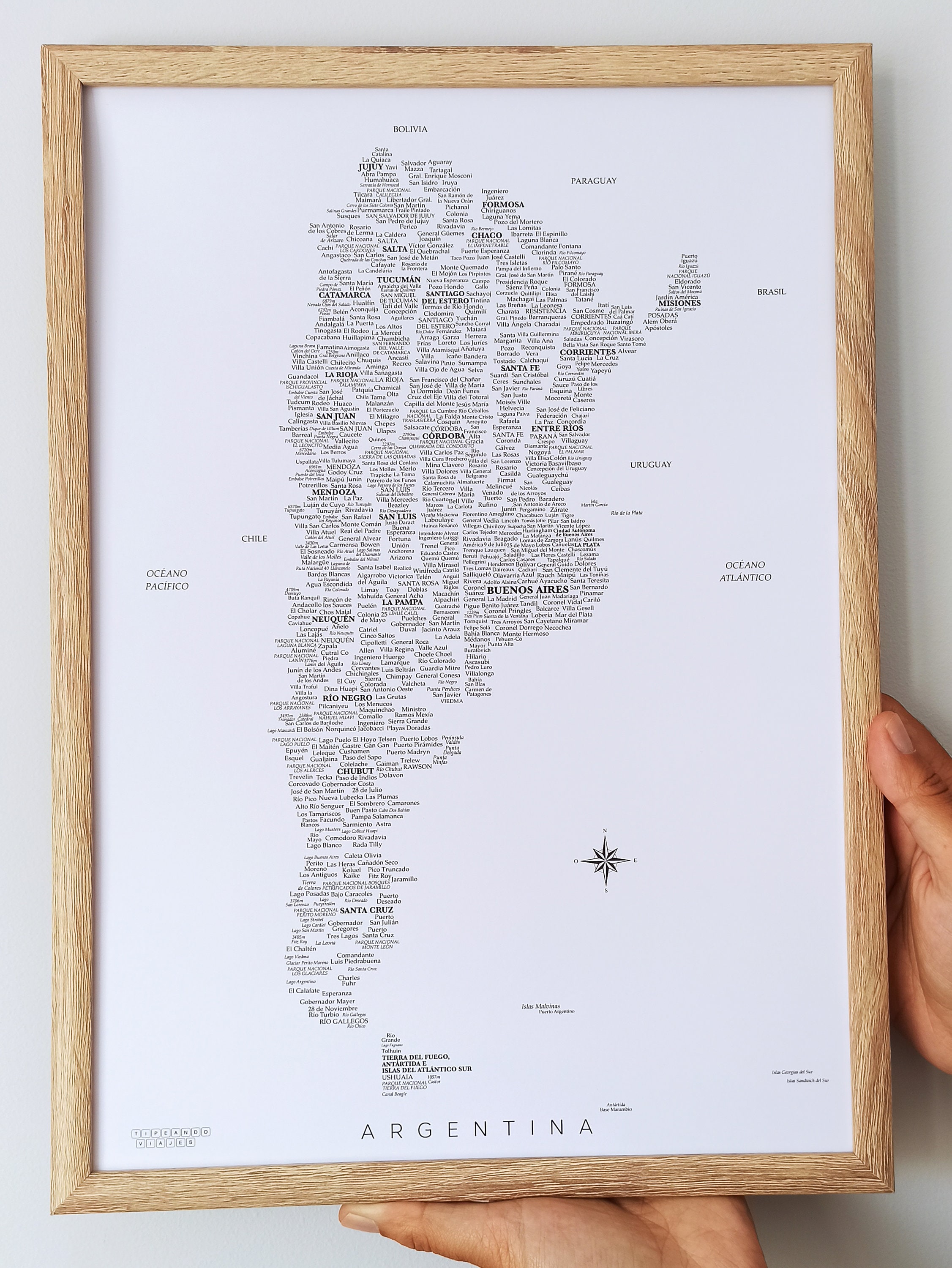 Argentina Map Wall Print, Argentina Map Poster Print, Country Map Print ...