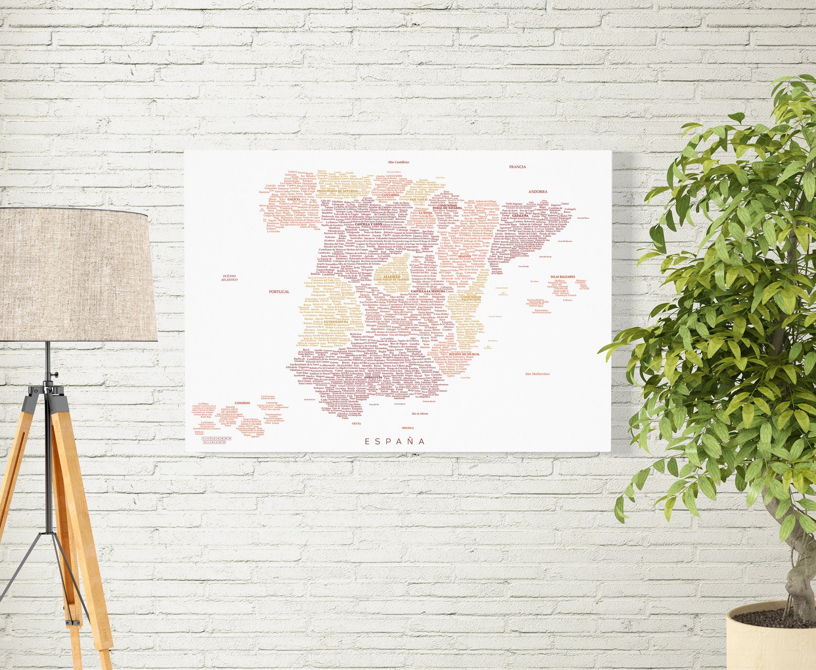 Color Map of Spain Type Map, Spain Map Print, Spain Poster Minimalist ...