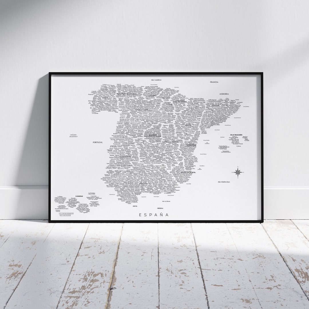 Spain Map Print, España Madrid Barcelona Map Art, Spain Wall Poster ...