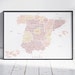Color Map of Spain Type Map, Spain Map Print, Spain Poster Minimalist ...