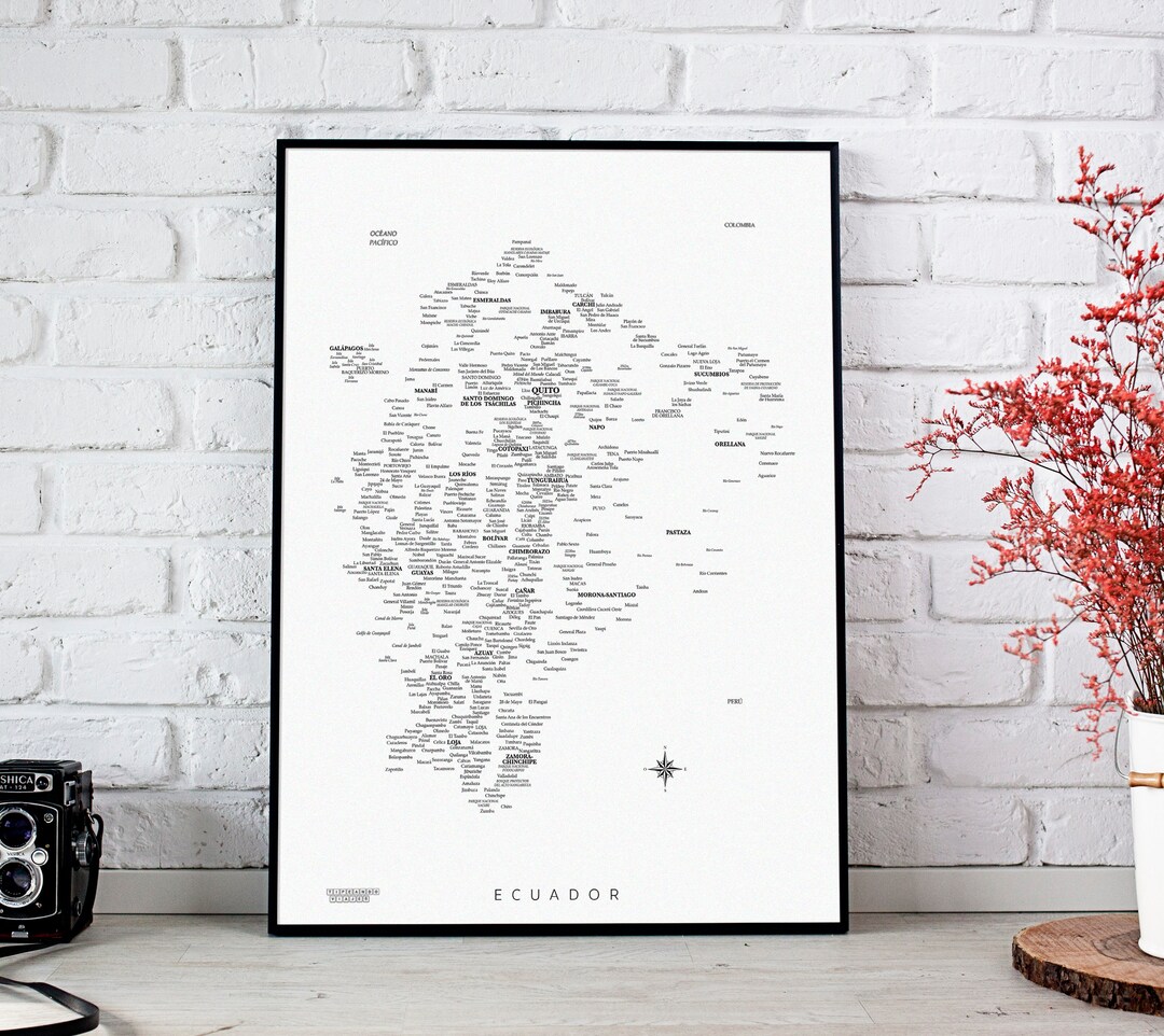 Ecuador Map Poster Print, Travel Artwork, Map of Ecuador, Quito Ecuador ...