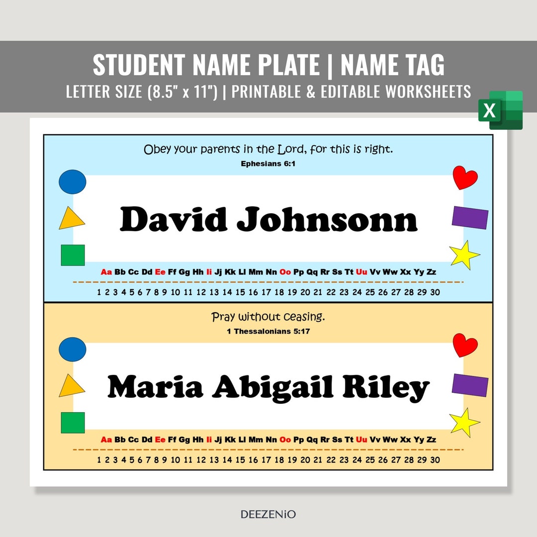 Student Desk Name Plate Name Tags Christian Bible Verse Name Plates ...