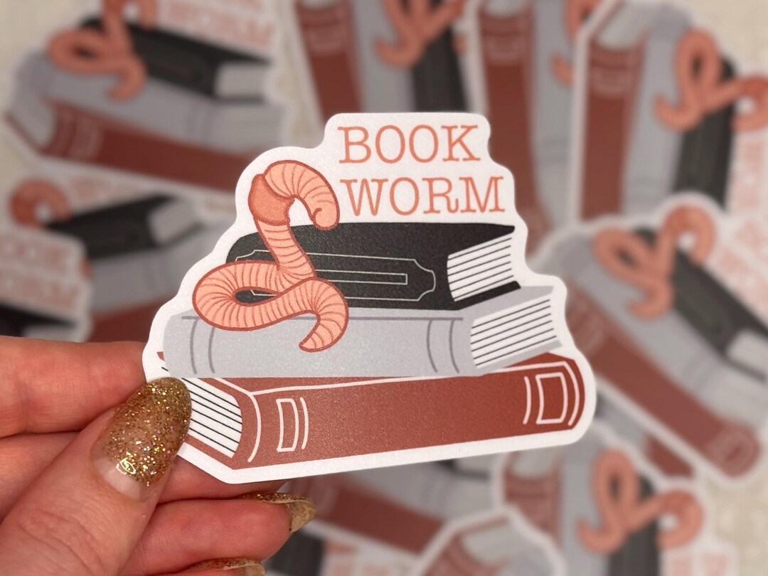 Book Worm, Pink Worm Sticker, Bookish Sticker, Book Sticker for Laptops ...