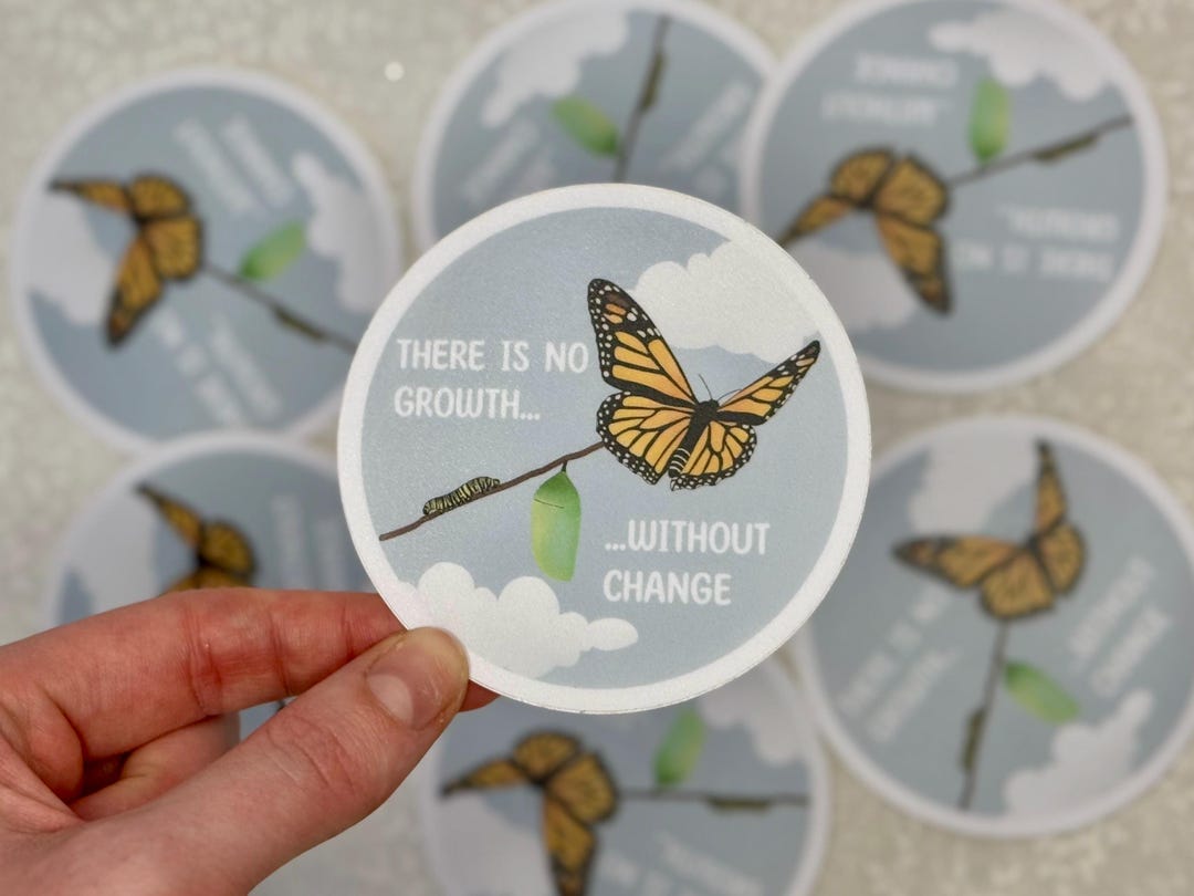 There is No Growth Without Change - Butterfly Sticker | Motivational ...