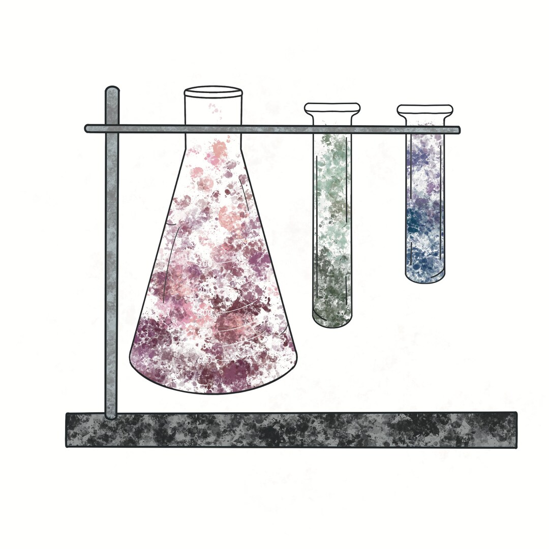 Erlenmeyer Flask and Test Tubes Science Vinyl Sticker, Laptop Sticker ...