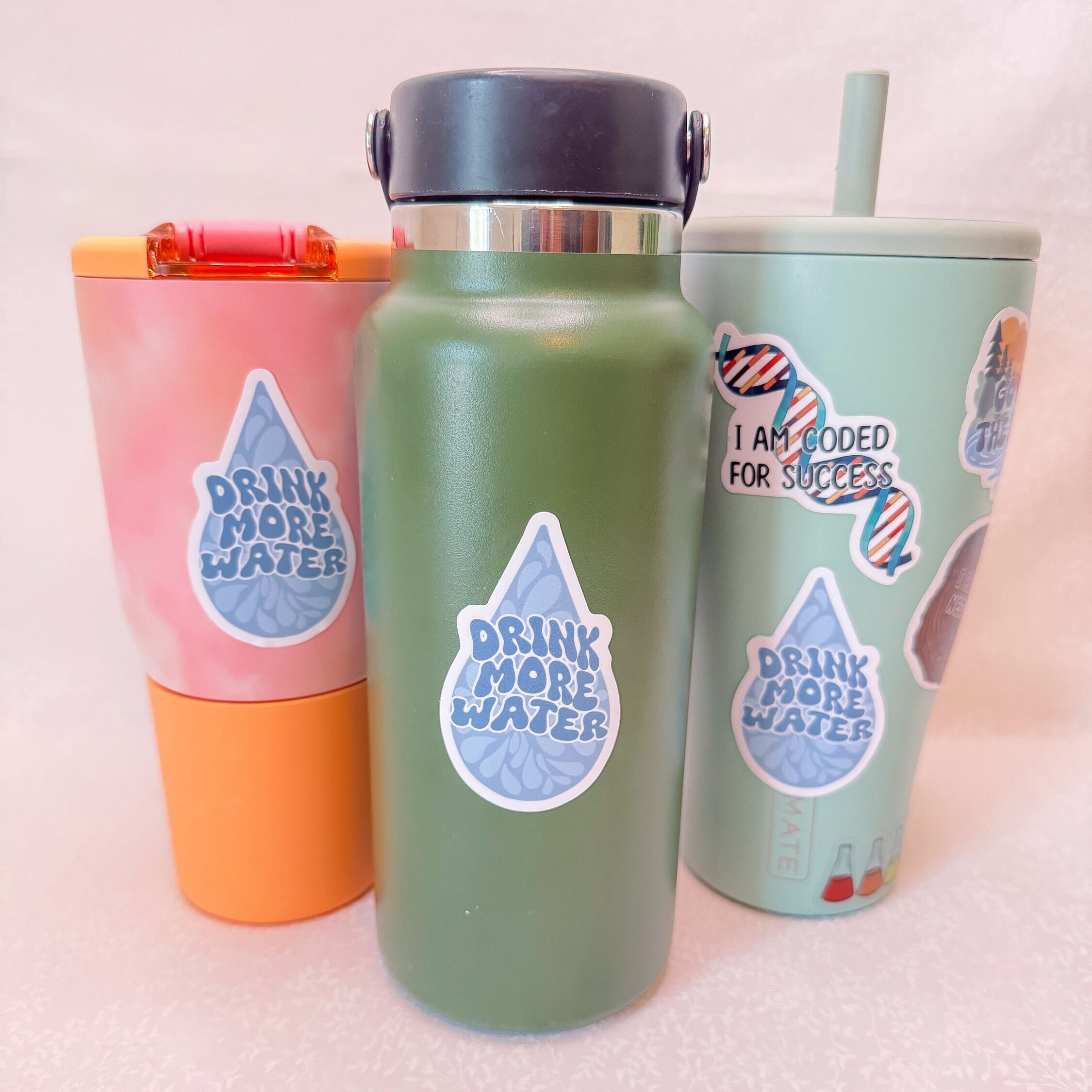Drink More Water, Motivational Sticker, Mental Health Sticker for ...