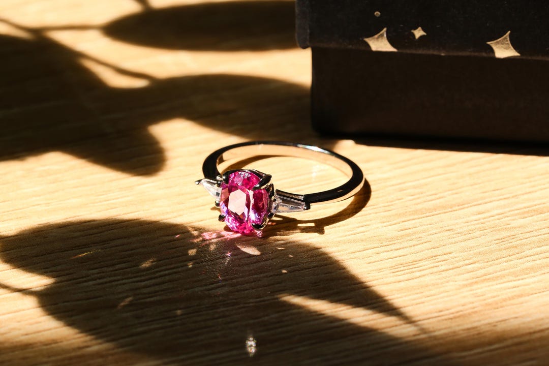Pink Diamond Sterling Silver Ring: Vintage Style Oval Cut - Etsy