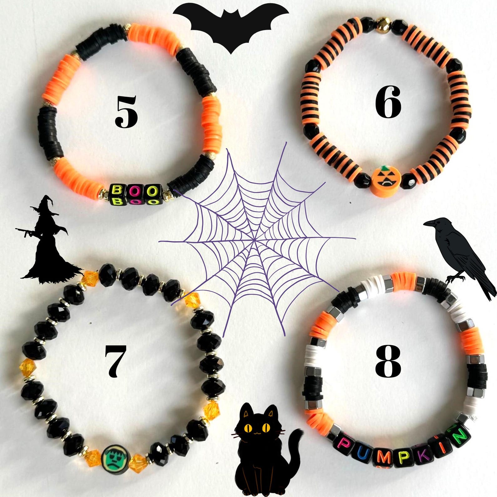Witchy Halloween Beaded Bracelet Spooky Jewelry for a Magical Look ...
