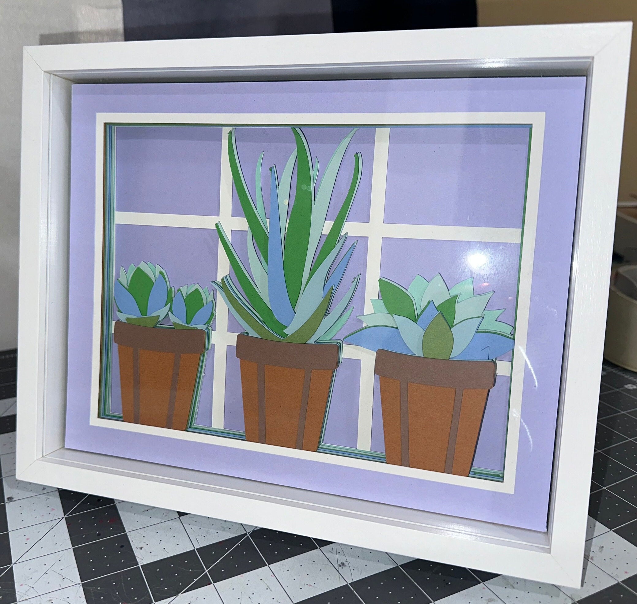 Succulents in Pots Shadow Box - Etsy