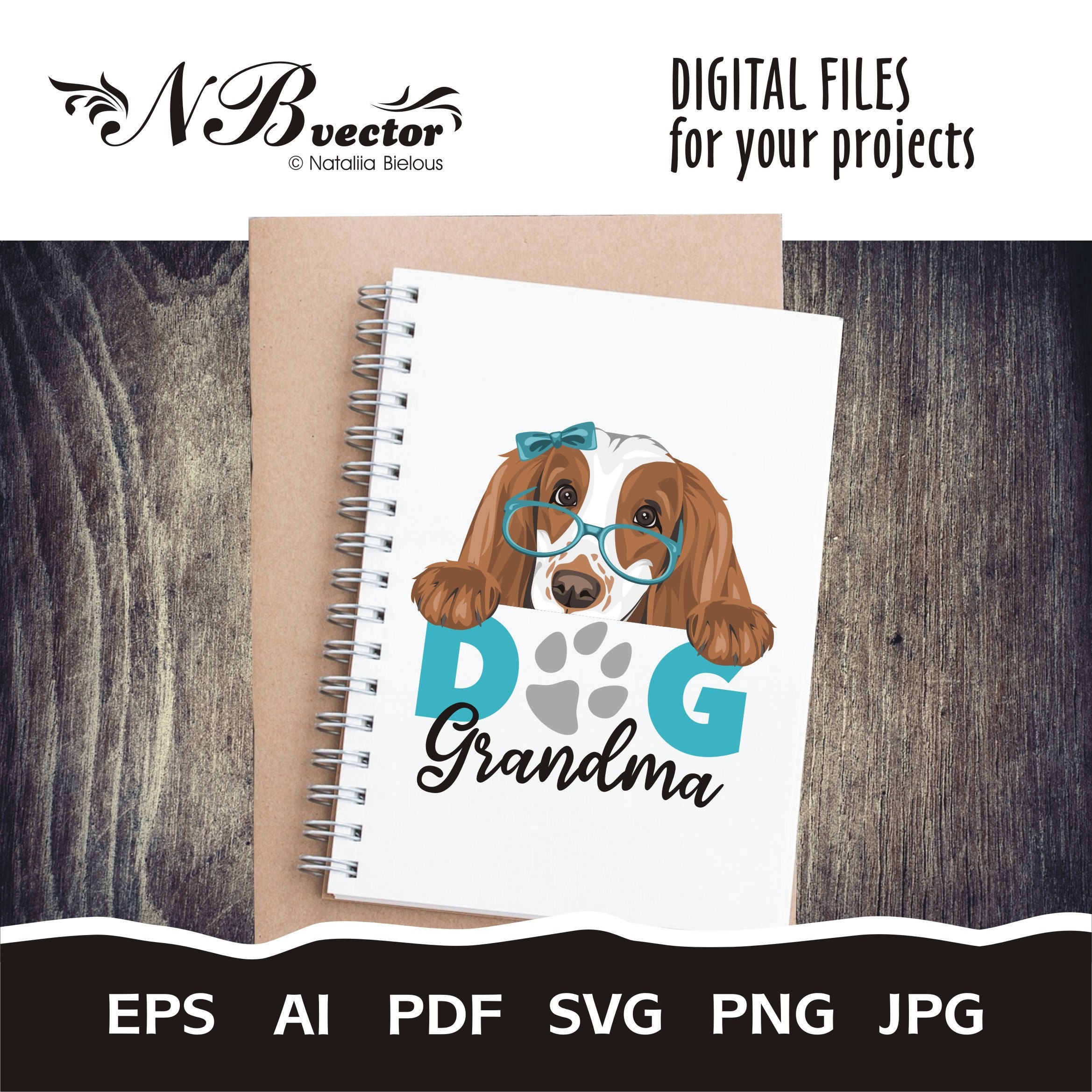 Cocker Spaniel Dog Grandma Digital File Ai, Eps, Pdf, Svg, Png, Jpg zip ...