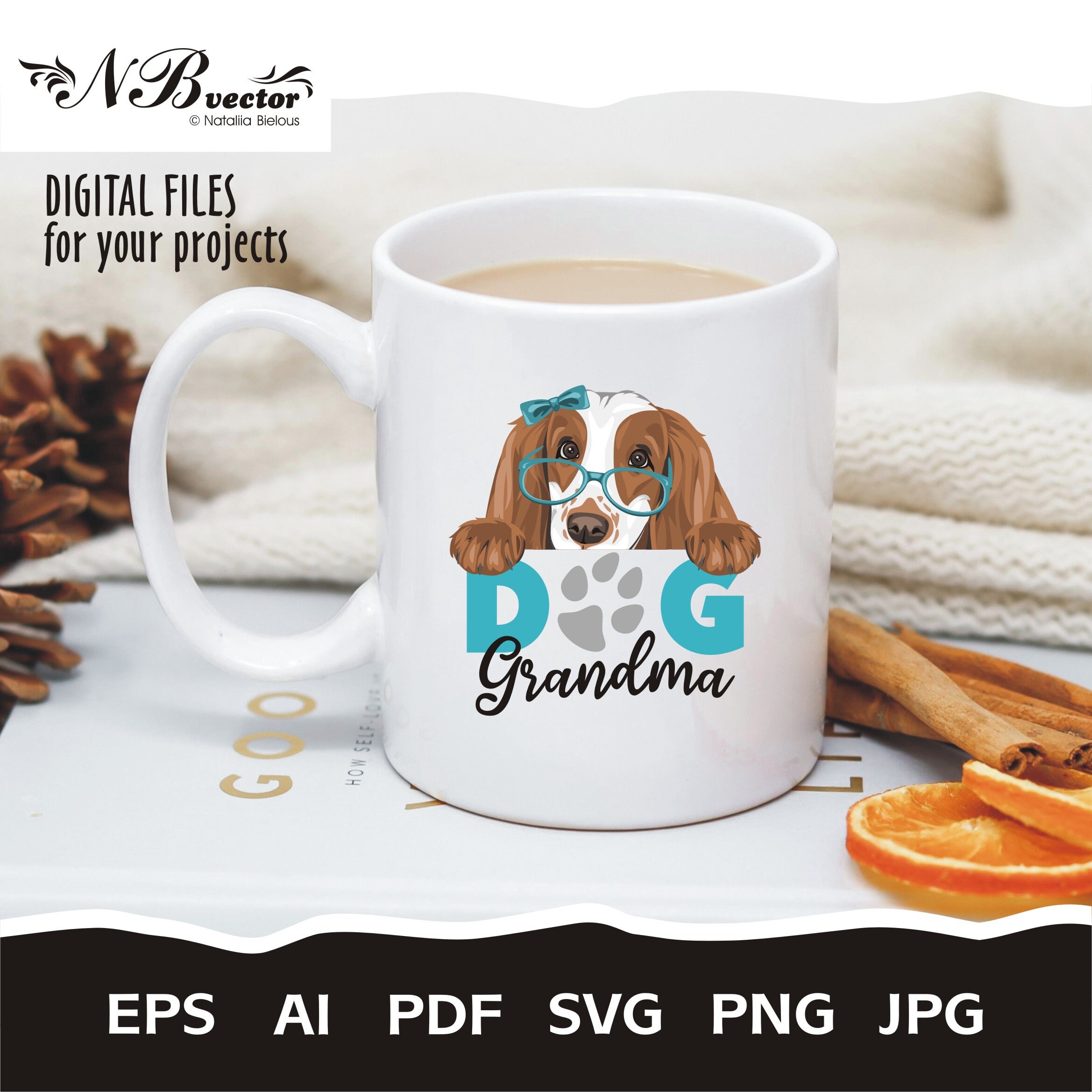 Cocker Spaniel Dog Grandma Digital File Ai, Eps, Pdf, Svg, Png, Jpg zip ...