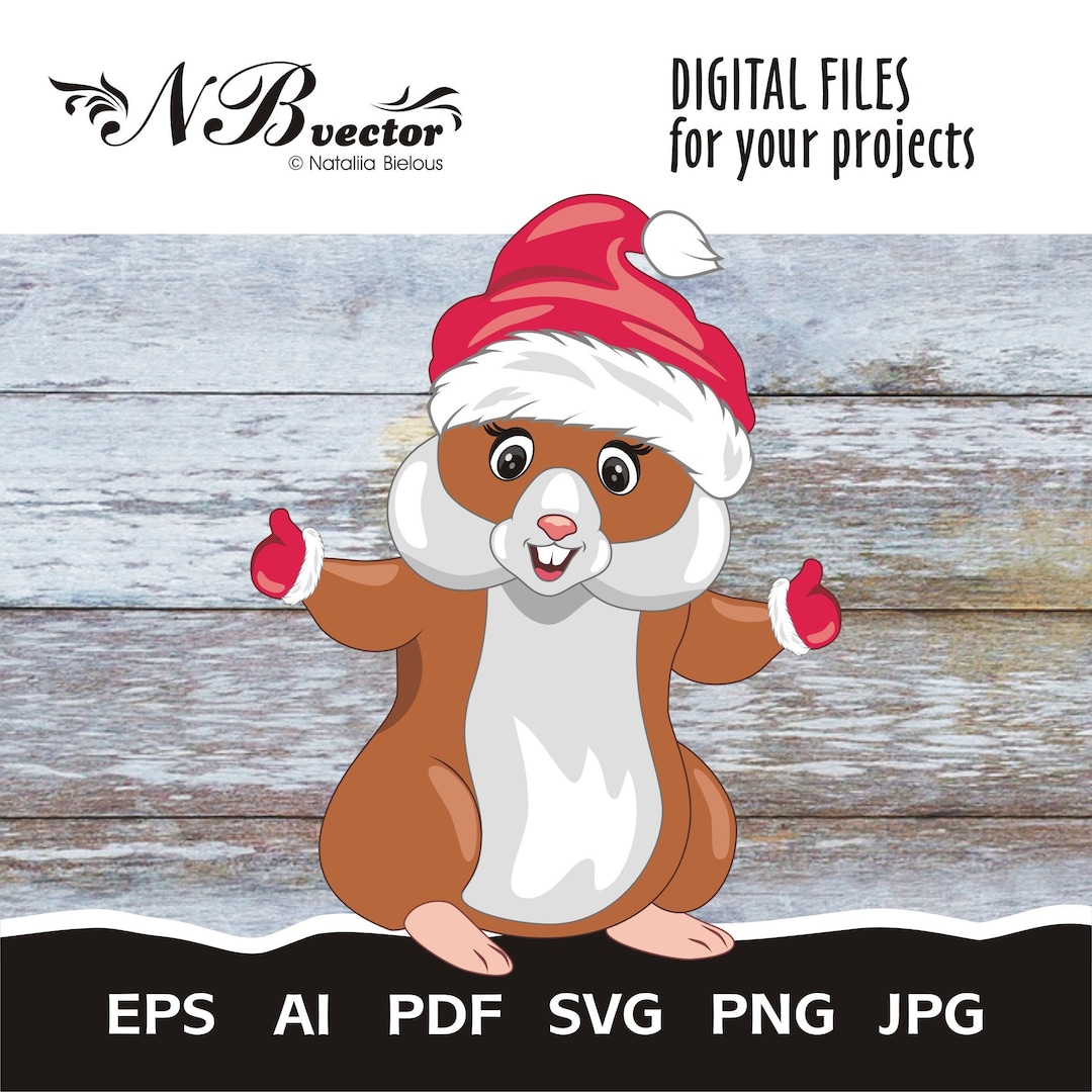 Funny Hamster Santa Digital File Ai, Eps, Pdf, Svg, Png, Jpg zip ...