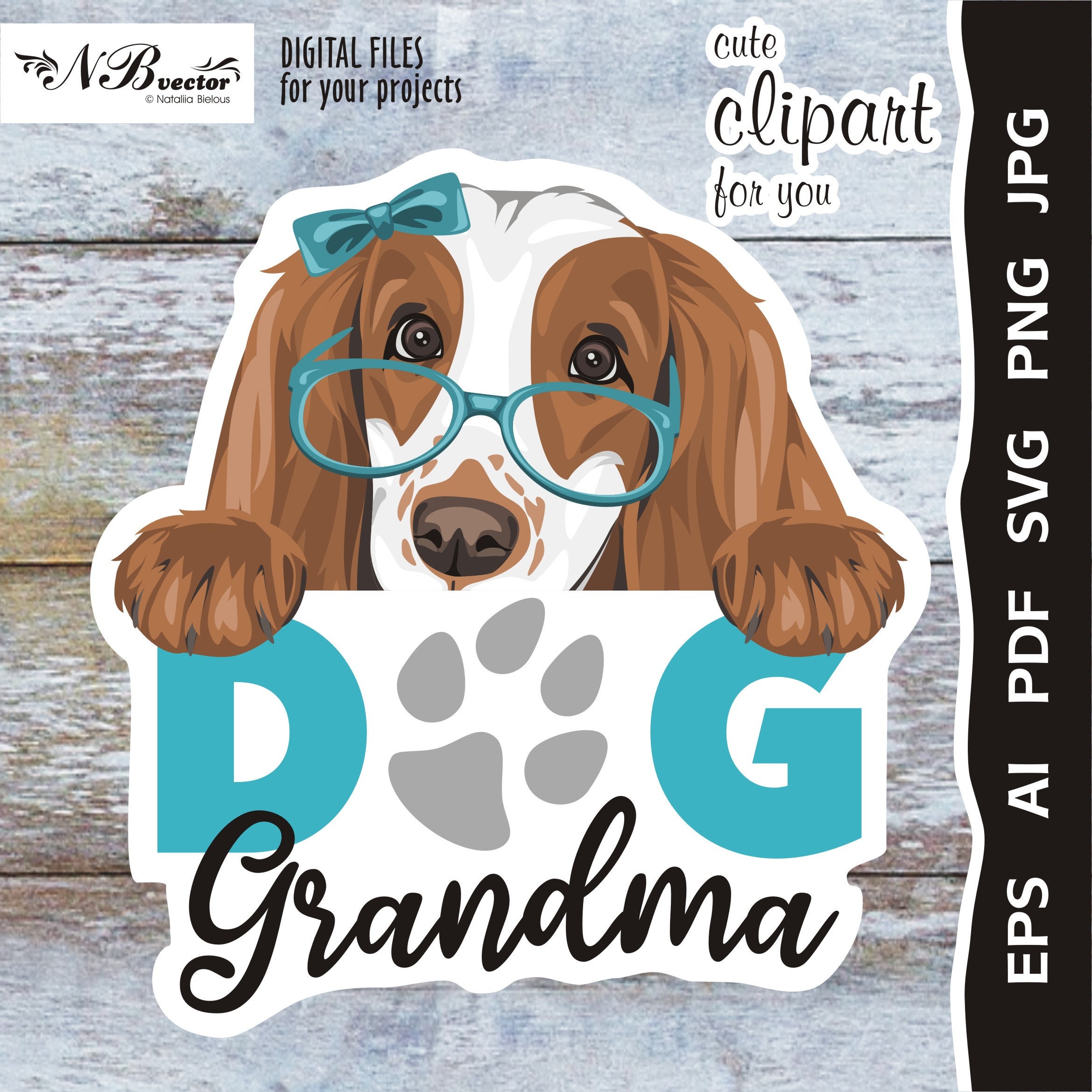 Cocker Spaniel Dog Grandma Digital File Ai, Eps, Pdf, Svg, Png, Jpg zip ...
