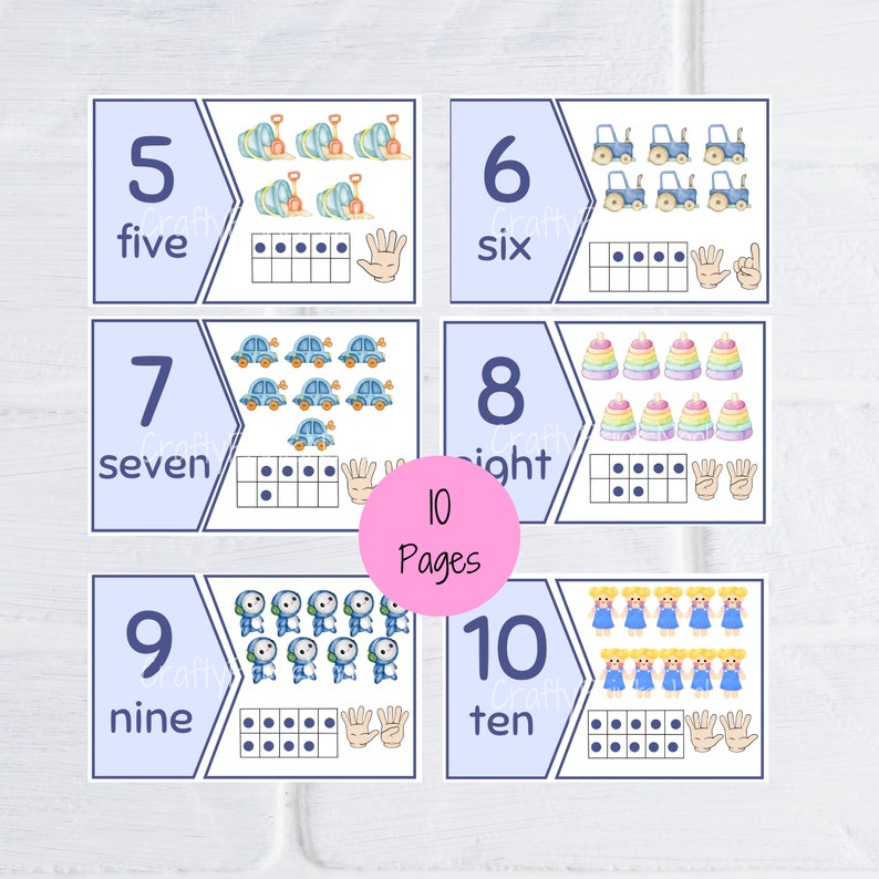 Cut and Match Number Word Puzzles. Illustrated Preschool Learning ...