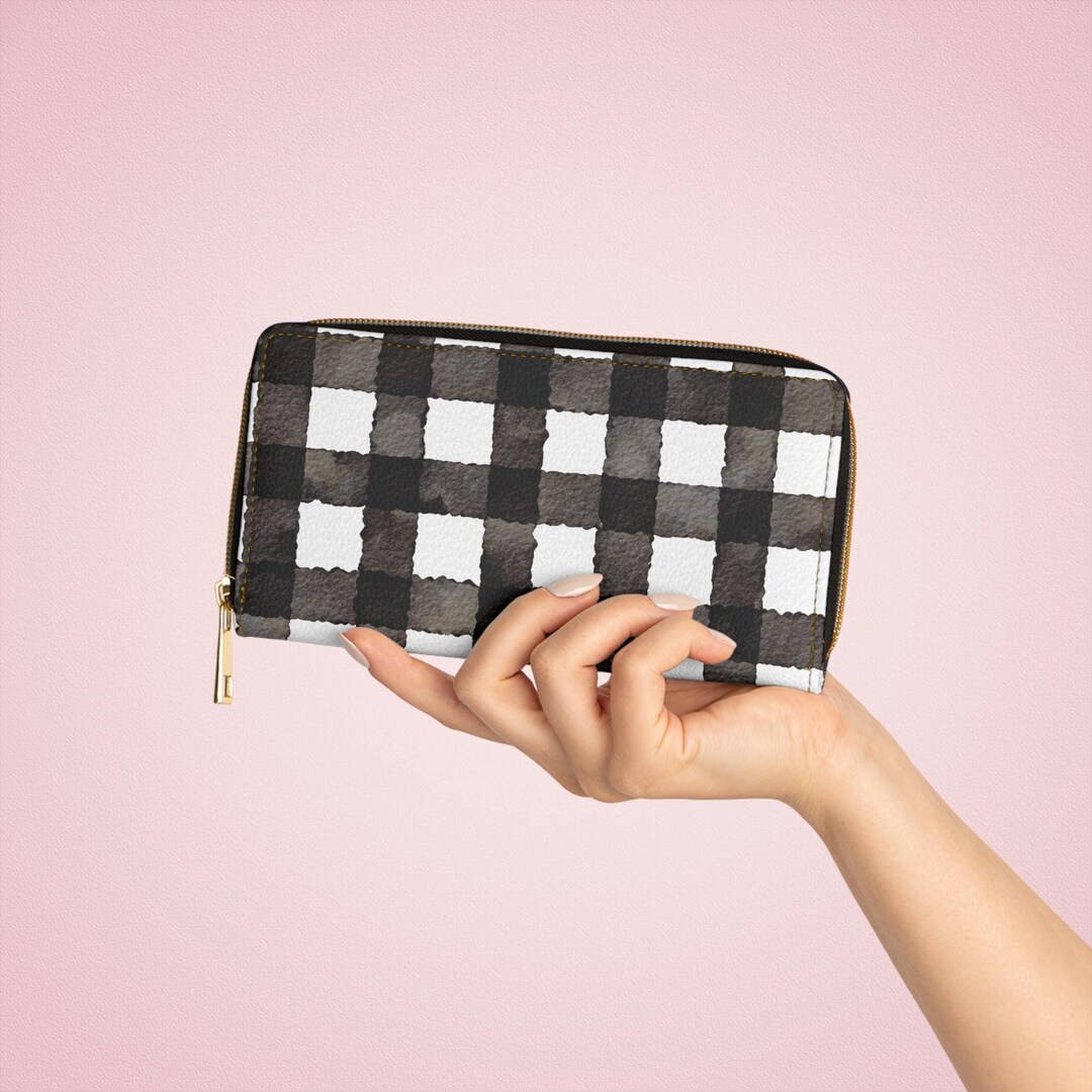 Cute Black and White Checkered Wallet Checkered Zip Wallet 100% Faux ...