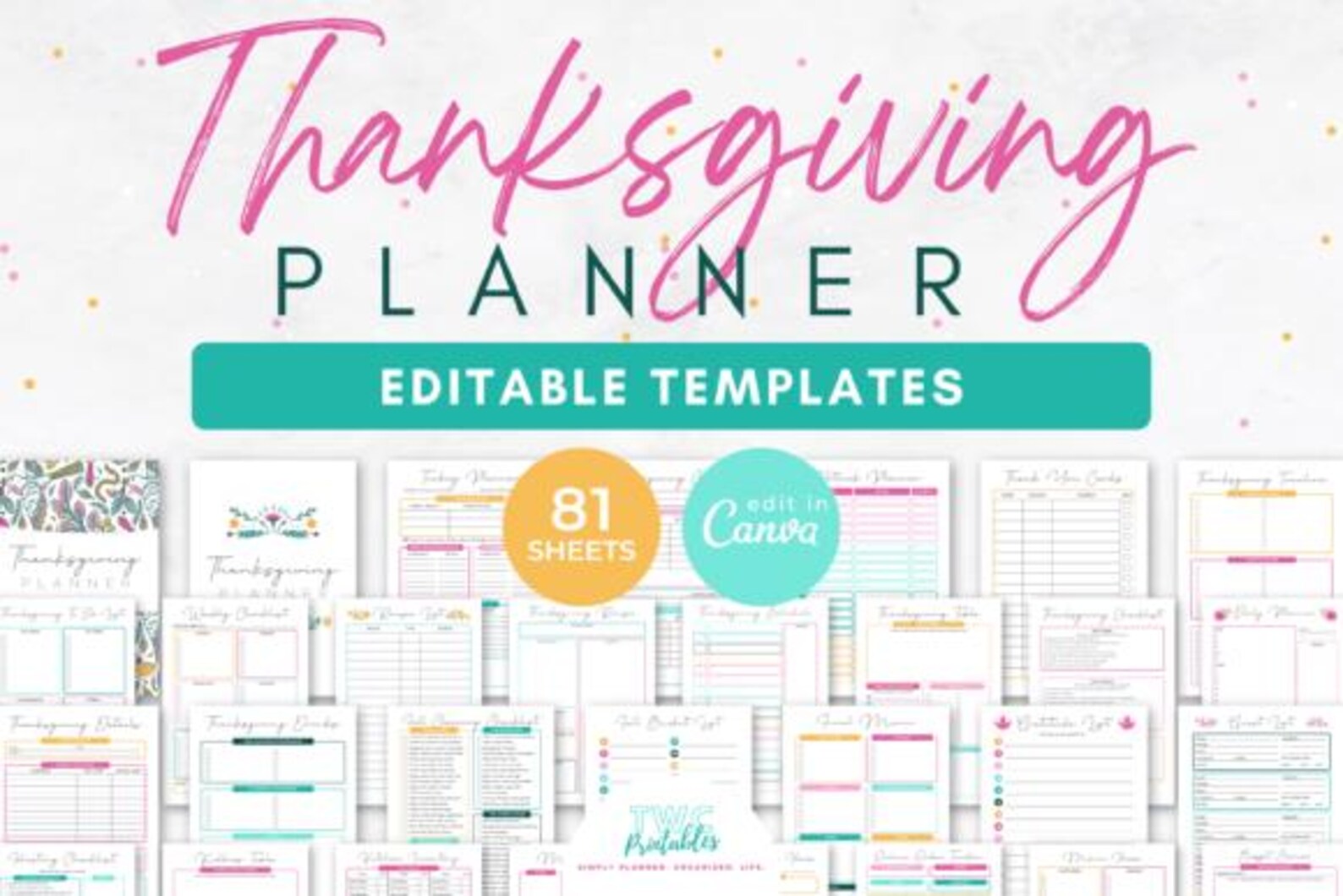 Thanksgiving Planner, Canva Template, Editable Planner, Goodnotes ...