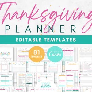 Thanksgiving Planner, Canva Template, Editable Planner, Goodnotes ...