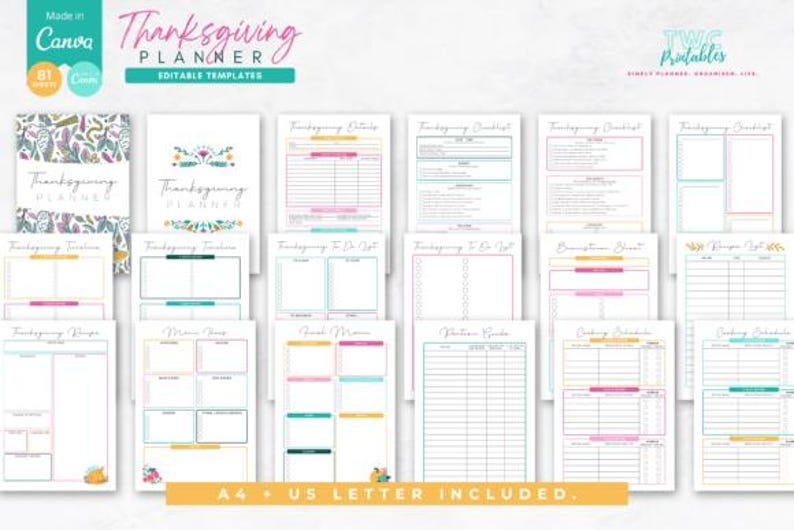 Thanksgiving Planner, Canva Template, Editable Planner, Goodnotes ...