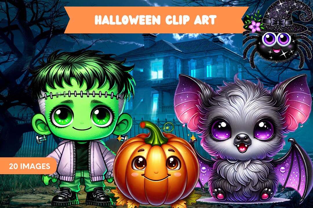 Halloween Clip Art, Spooky Digital Illustration for Crafts, Invitations ...