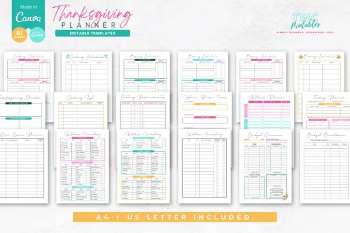 Thanksgiving Planner, Canva Template, Editable Planner, Goodnotes ...