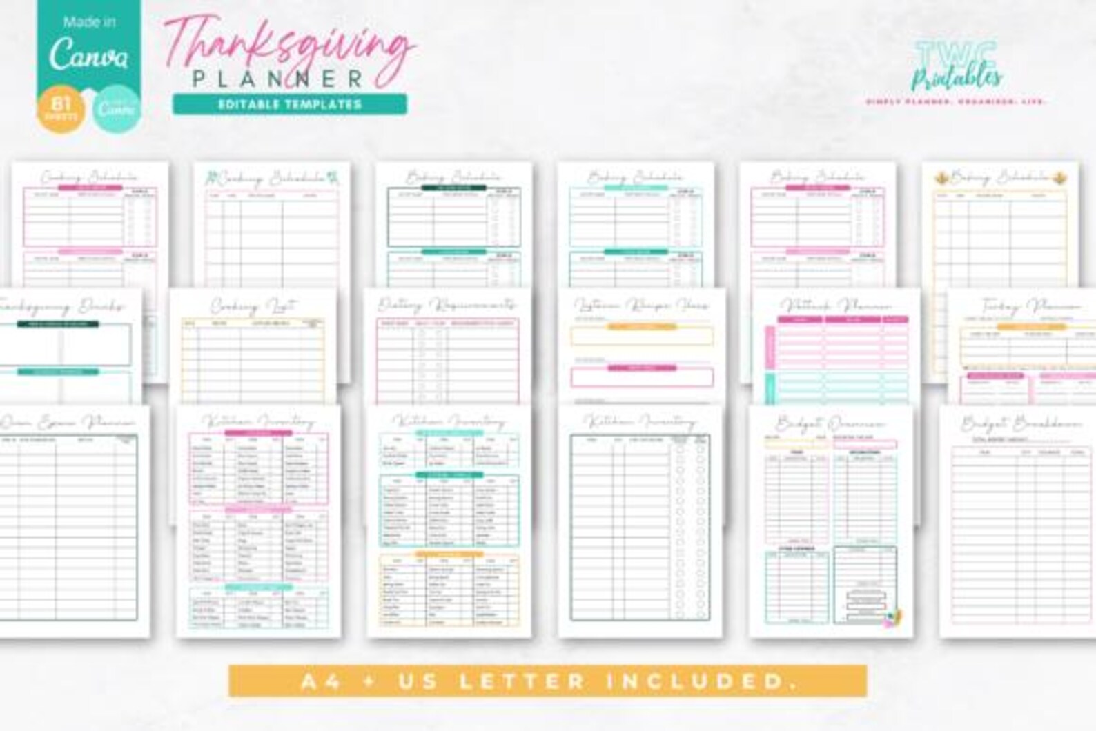 Thanksgiving Planner, Canva Template, Editable Planner, Goodnotes ...