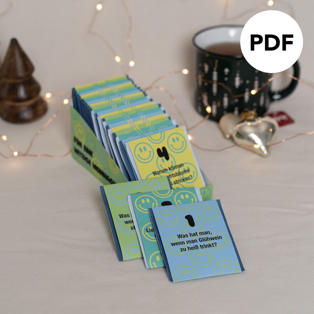 DIY Advent Calendar Jokes for Tea, Blue Green, Friend/brother ...