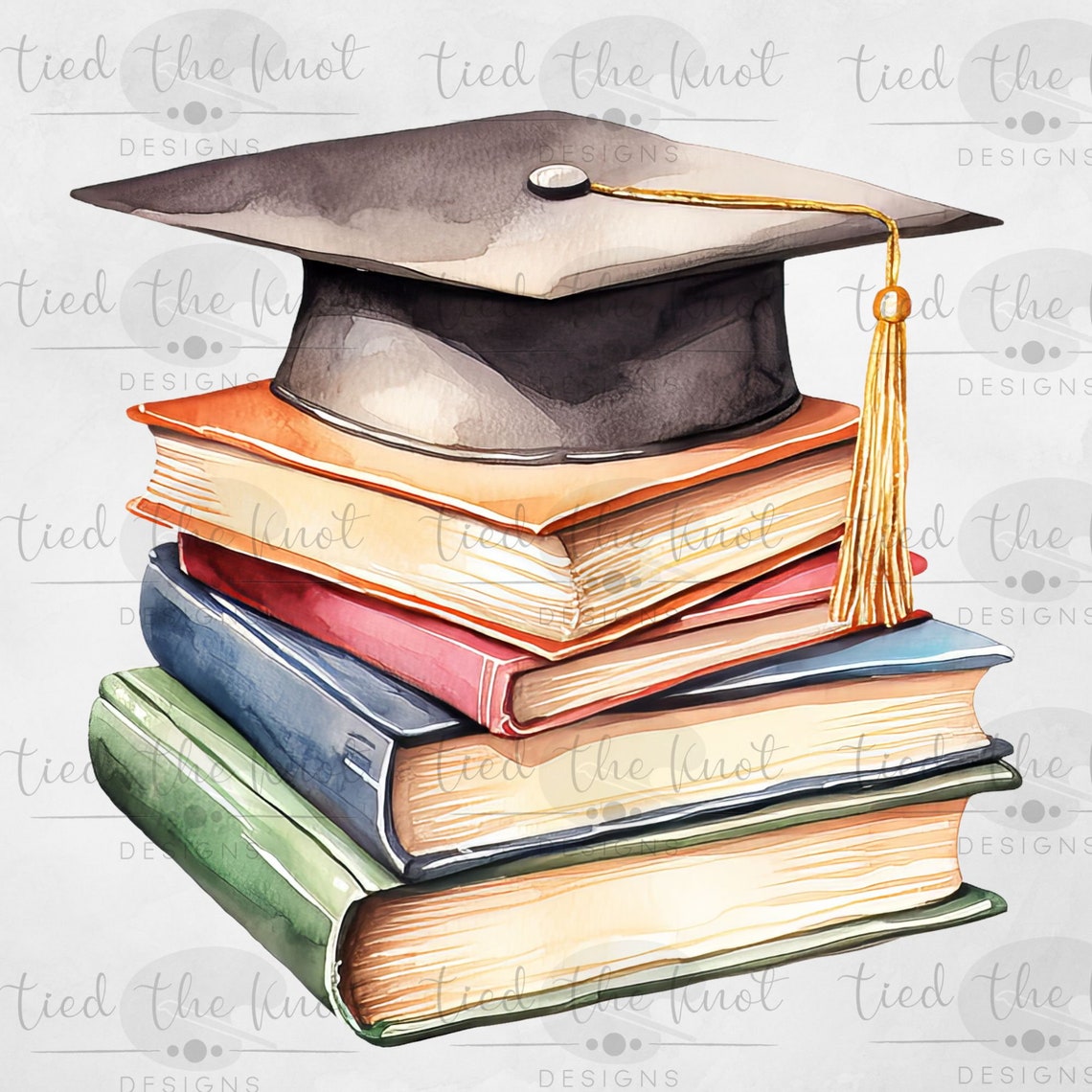 Graduation Stacked Books Clipart, Graduation Cap Clipart, Graduation ...