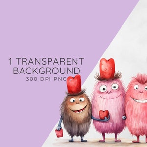 Love Monster Clipart, Valentines Monster Clipart, Spooky Valentines ...