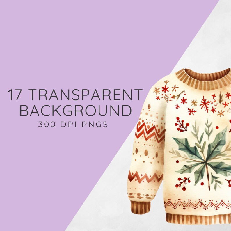 Ugly Christmas Jumper Clipart, Christmas Sweater Clipart, Cream Colour ...