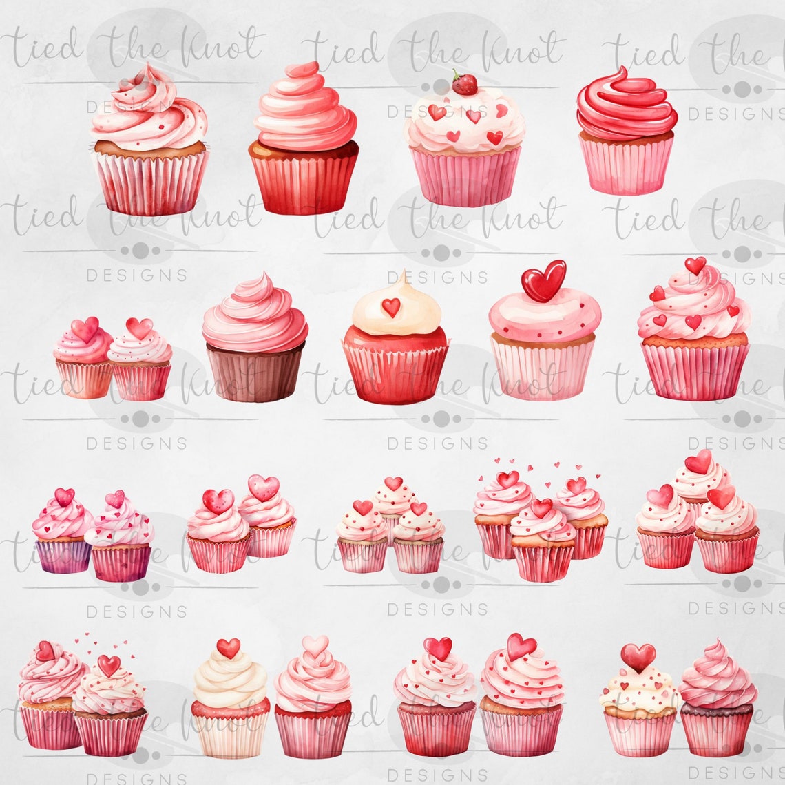 Valentines Day Cupcake Clipart, Valentines Birthday Clipart, Love Heart ...