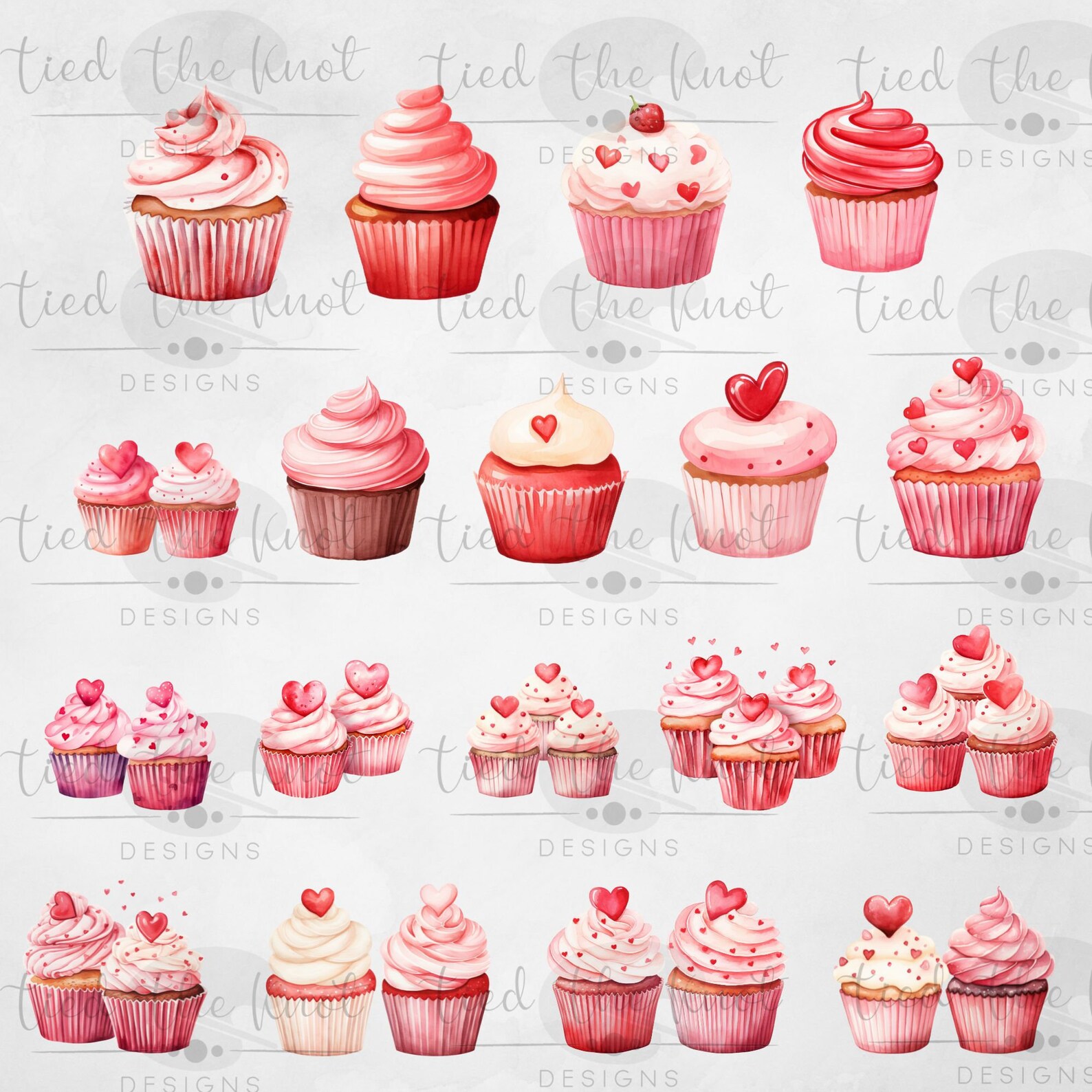 Valentines Day Cupcake Clipart, Valentines Birthday Clipart, Love Heart ...
